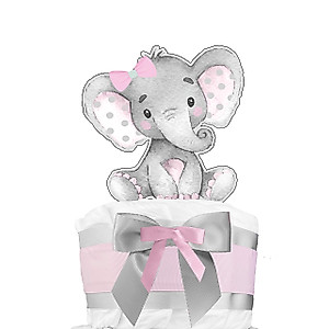 Elephant Diaper Cake - Cutest Little Peanut - Pink and Gray