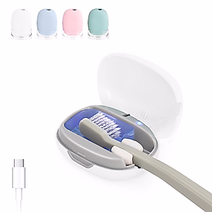 ELMWAY Toothbrush Holder, Toothbrush Cleaner Case, Portable USB Charging Toothbrush Cover with U V-C Light, Travel Toothbrush Holder