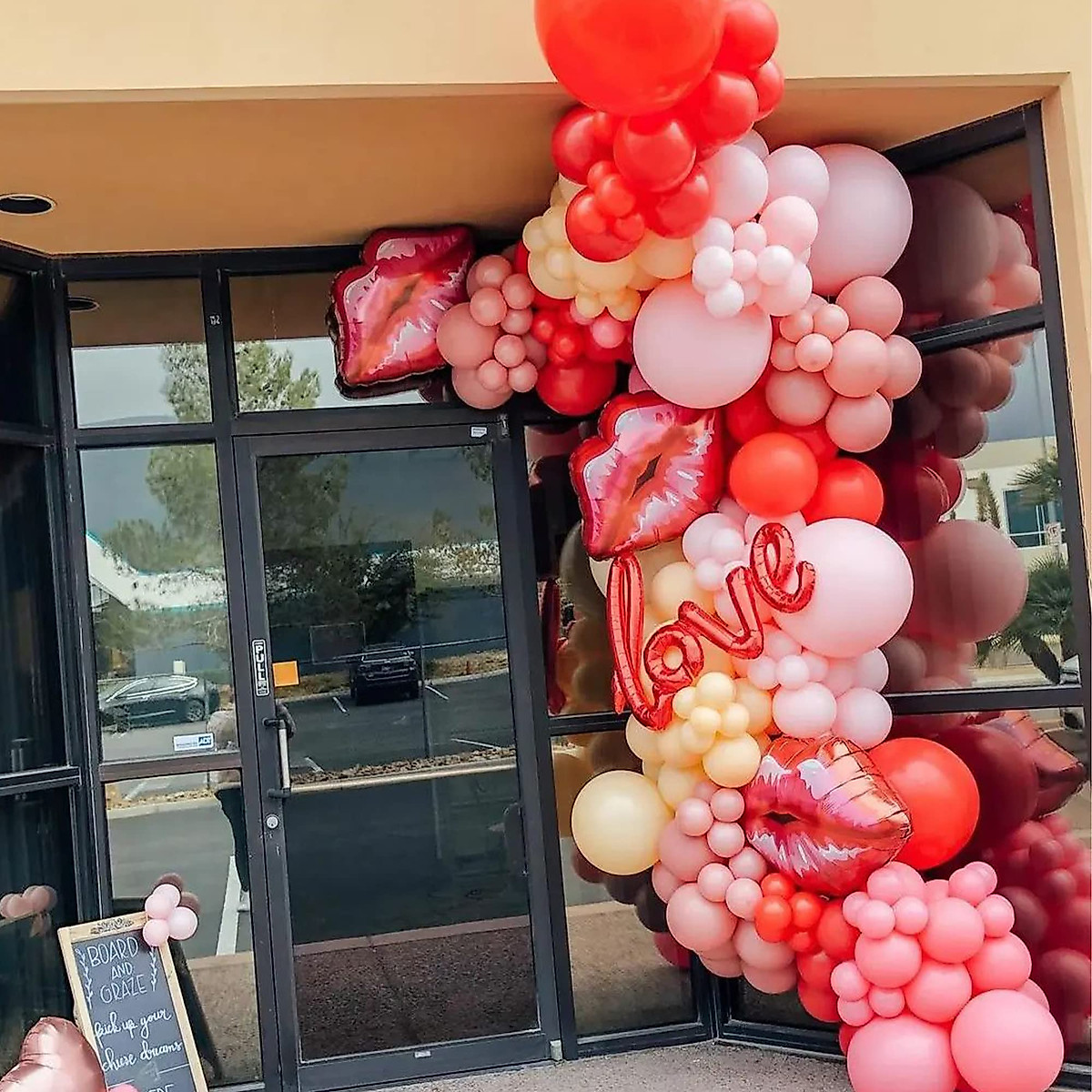 Valentines Balloons Garland Arch Kit with Pink Red Heart Balloons or Valentine Day Proposal Engagement Wedding Party Decorations