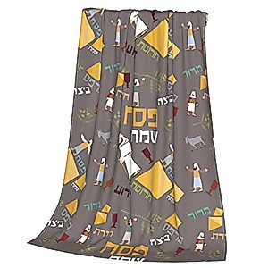 VJXZVJ Happy Traditional Jewish Passover Throw Blanket for Couch Sofa Bed, Cozy Warm Bedding Blanket Blankets 80"x60"