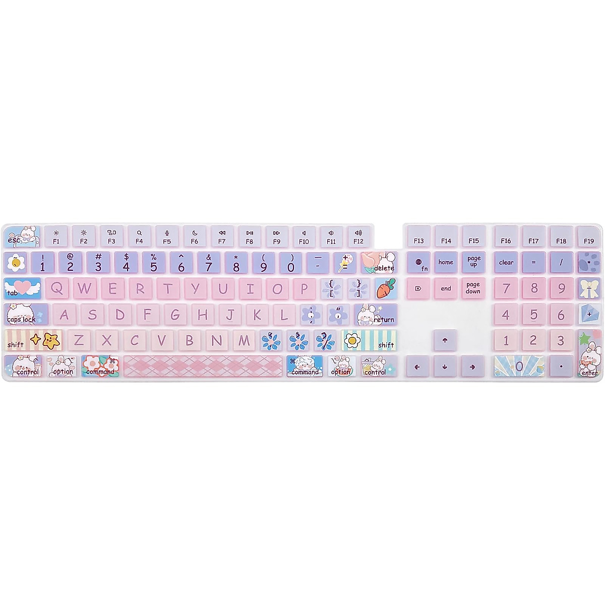 Cute Keyboard Cover Skin for 2021 Apple iMac Magic Keyboard (Model: A2520) with Numeric Keypad and Touch ID, Silicone Keyboard Protector, US Layout, Cute Bunny