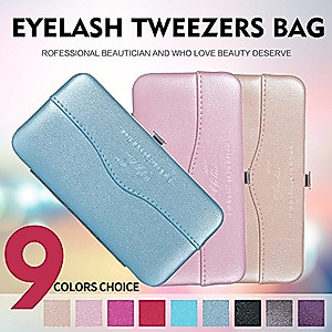 Small Tweezers Case for Eyelash Extensions Individual Makeup Tools Storage Scissors Lash Brush and Tweezers Bag 9 Colors by Yelix (Pink Purple)