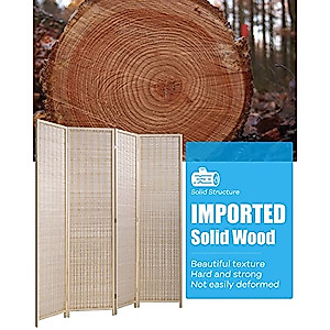 MGHH Room Divider 4 Panel, Bamboo Room Divider Wall Folding Privacy Wall Divider Wood Screen for Home Bedroom Living Room, Natural