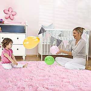Ultra Soft Pink Rugs for Bedroom 4x6 Feet, Fluffy Shag Area Rugs for Living Room, Large Comfy Furry Rug for Girls Kids Baby Room Decor, Non Slip Nursery Rug Modern Indoor Fuzzy Floor Carpet