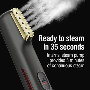 CHI Steam Handheld Garment Steamer for Clothes, Fabric and Drapes, 5 Minutes of Continuous Steam, Portable Wrinkle-Remover for Home and Travel, Black (11580)