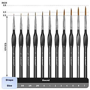 Detailing Paint Brush, 11 Pcs Miniature Paint Brushes with Triangular Handles, Art Paint Brushes for Acrylic Painting, Model, Face, Citadel, Figurine, Watercolor, Oil, Paint by Numbers Kit for Adults