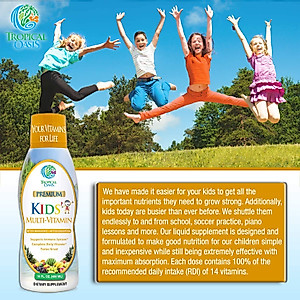 Premium Liquid Multivitamin For Kids | Sugar Free Kids Vitamins | 100% DV of 14 Vitamins for Kids | Multivitamin for Children Ages 4+ | Great Tasting, Non-GMO, Max 98% Absorption Rate- 16 oz, 32 Serv