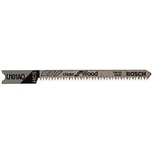 BOSCH U101AO3 5-Piece 3-1/4 In. 20 TPI Clean for Wood U-shank Jig Saw Blades, Black