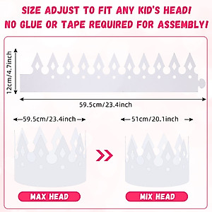 200 Pcs White Paper Crowns DIY Birthday Party Crowns for Kids, Birthday Party Hats Decorations Baby Shower Party Supplies (Classic Style)