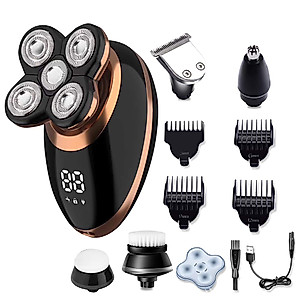 Surker Head Shavers for Bald Men 4d Electric Razor 5 in 1 Nose Beard Trimmer Hair Clipper Shaving Kit Rotary Shaver Cordless USB Rechargeable Facial Grooming Kit Waterproof