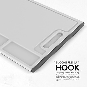 Cutting Boards for Kitchen – Large Plastic Kitchen Cutting Board, Dishwasher Safe Thick Chopping Board with Juice Grooves, for Meat, Fruits, Veggies, Easy Grip Handle, Non-Slip (Grey)