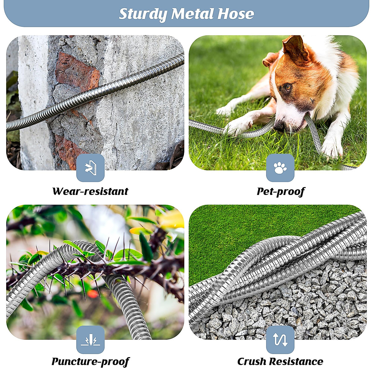 Advinski Garden Hose 100FT, Water Hose with 10 Function Nozzle, Garden Hose Metal with Leak-proof Connectors, No-Kink, Lightweight, Puncture-proof, Pet-proof, Sturdy, 550PSI, Hose for Outdoor, Yard