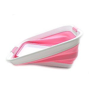 SAMMART 42L(11 gallon) Collapsible Plastic Laundry Basket-Foldable Pop Up Storage Container/Organizer-Portable Washing Tub-Space Saving Basket,Water capacity 34L(9 gallon) (1, Pink)