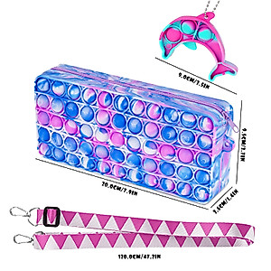 NiToy Push Pop Bubble Purse Fidget Sensory Toy+Dolphin Pop Keychain for Girls, Multicolor Popper Crossbody Shoulder Zipper Handbag Adjustable Belt Cosmetic Travel Case Storage