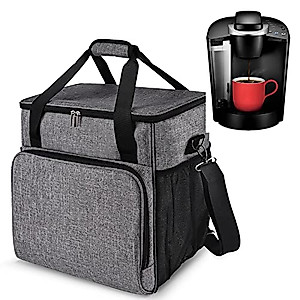 BAGLHER Coffee Maker Storage Bag,Waterproof Travel Carrying Organizer Case,Suitable for Kering Coffee Machines and Other Accessories,Dustproof Tote Bag with Shoulder Strap Grey
