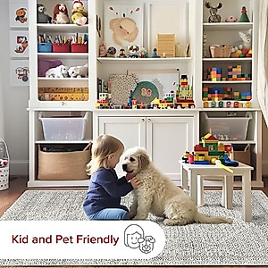 nuLOOM 6' Round SpinClean Machine Washable Stain-Resistant Area Rug with Non Slip Backing, Low Profile for Living Room, Bedroom, and Dining Room, Hart Grey