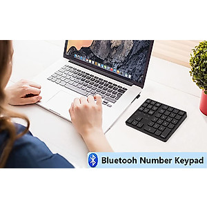 GOWENIC Wireless Numeric Keypad, 35 Key Bluetooth Number Pad, 2.4G Wireless Ergonomic Design Silent Rechargeable One Handed Gaming Keyboard for Laptop, Computer, Desktop