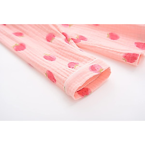 ACESTAR Toddler Baby Girl Pajama Set, Boys Long Sleeve 100% Cotton Sleepwear 2 Piece Pjs Set for Kid - Button Down Loungewear (Pink Strawberry, 6T)