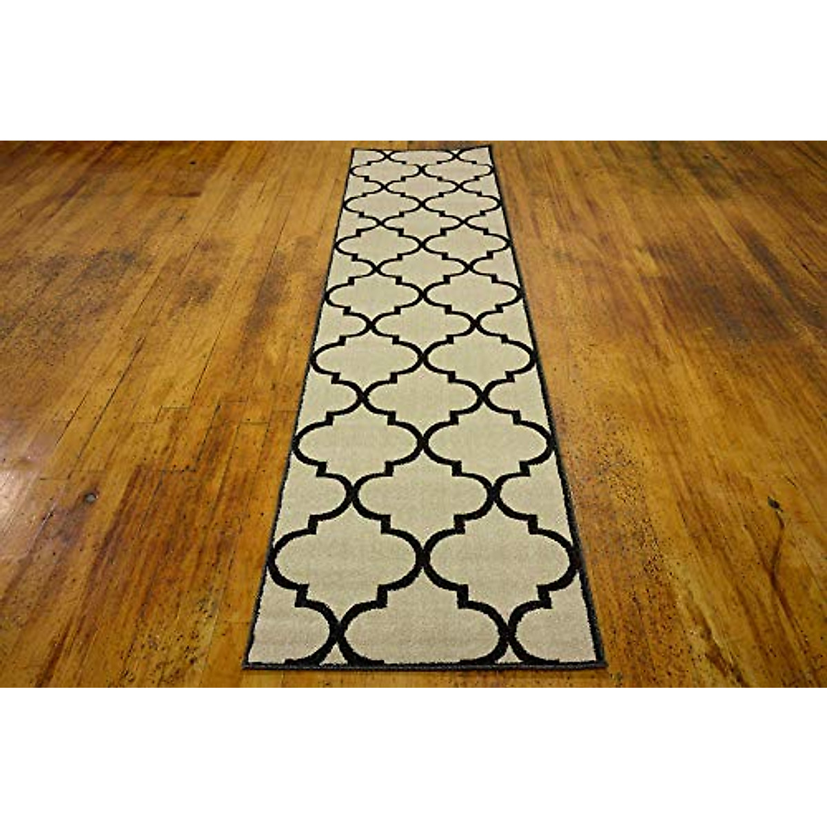 Unique Loom Trellis Collection Modern Morroccan Inspired with Lattice Design Area Rug, Runner 2' 7" x 10' 0", Beige/Black