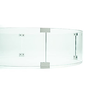 AMS Fireplace 36" Round Fire Pit Glass Wind Guard | Clear Tempered Glass Flame Protective Pane. Wind Resistant with Aluminum Corner Bracket and Rubber Feet