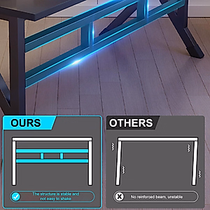 JENPECH 40In Gaming Desk, Computer Desk, Computer Game Table with X-Shaped Steel Legs, Ergonomic Sturdy PC Workstation Desk for Home Office with 2 Cable Holes (Black-24x40inch)