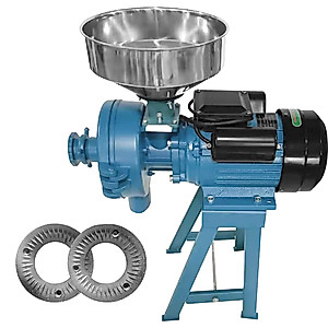 Eachbid 2 IN 1 Electric Grain Mills, 3000W Wet & Dry Cereals Grinder Machine w/Funnel, Adjustable 110V Grain Grinder Commercial Corn Wheat Grinder Feed Mill Flour Cereals Coffee Rice Mill Grinder