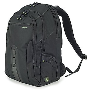 Targus EcoSpruce business Travel Laptop Backpack,15.6 inch EcoFriendly 27L waterprof work+school+computer laptop bag, Recycled fabric, MP3 Commuters rucksack, Briefcase Bag Women/ Men (TBB013EU) Black