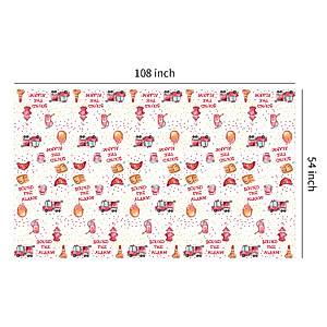 HIPVVILD Fire Truck Birthday Party Tablecloth Supplies - Disposable Firefighter Party Table Cover Decorations, Firetruck Fireman Theme Birthday Baby Shower Table Cloth - 4 Pack (54in x 108in)