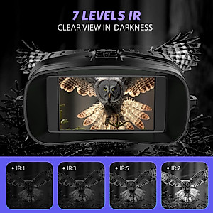 Night Vision Goggles - 4K Night Vision Binoculars with 5000mAh Rechargeable Battery, 32GB TF Card can Save Photo and Video, 3'' HD Screen for Camping & Security, Black