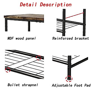 SUOERNUO Shoe Rack Organizer 5 Tier for Closet Entryway Free Standing Metal Storage Shoe Shelf with MDF Top Board，Black+Rustic Brown