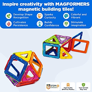Magformers Basic Set (14-pieces) Magnetic Building Blocks, Educational Magnetic Tiles Kit , Magnetic Construction STEM Toy Set