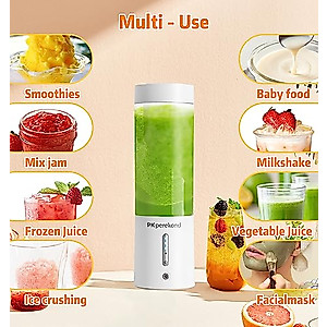 Portable Blender for Shakes and Smoothies, 20000rpm Ultra-Sharp 6 Blades Personal Mini Blender, 16 Oz BPA Free Mixing Juicer Rechargeable 4000mAh Electric Blender Bottles for Traveling, Gym, Office