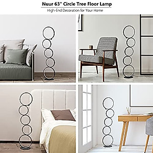 NUÜR Modern Floor Lamp, Ring Standing Lamp, Dimmable, Metallic Feel, Artistic Trendy Design, Energy-Saving, Touch Switch, Ideal for Home, Office, Eco-Friendly