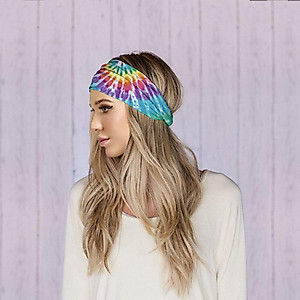4 Pack Athletic Tie-dye Headbands Boho Wide Stretch Non Slip Hair Bands Wrap Yoga Fashion Elastic Hair band for Sports, Workouts, Style