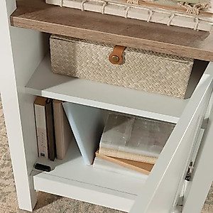 Sauder Cottage Road Computer Desk with Drawers, Home Office Desk with File Cabinet and Storage Shelves, in Soft White