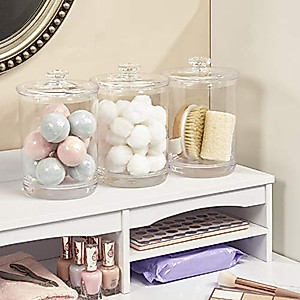 STORi Premium Quality Makeup and Cotton Ball Holders | 60-oz Clear Plastic Apothecary Jar with Lid | Perfect Storage Container to Organize Bathroom and Vanity
