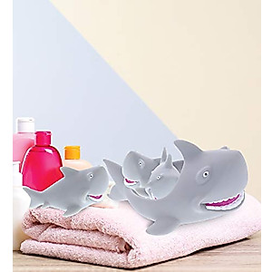 Dollibu Family Animal Bath Squirters 4 Piece Bath Toy Set, Toddler Bath Toys for Bathtime & Water Fun, Girls & Boys Floating Rubber Squirt Toys, Floaty Pool Toys for Toddlers & Kids (Gray)