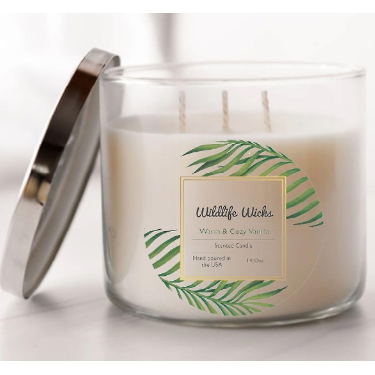 3 Wick Large Candle, Warm & Cozy Vanillla | Scented Candles for Home, 14 oz | Christmas, Holiday Gift | Natural Soy Candles