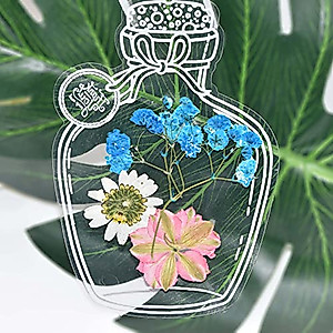 20/40PCS Transparent Dried Flower Bookmarks, Dried Flower Bookmark Craft, Clear Drift Bottle Bookmark, Flower Page Clips Bookmarks, Handmade DIY Transparent Flower Page, Glassware Stickers (C, 20PCS)