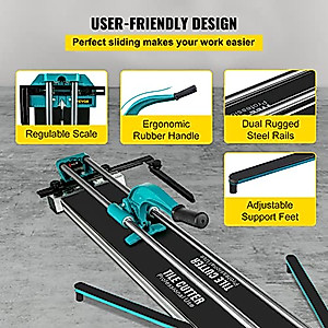 BestEquip Manual Tile Cutter, 48 inch Tile Cutter, All-Steel Frame Cutting Machine, Precise Tile Cutter Tools w/Laser Guide & Tungsten Carbide Wheel, Large Tile Cutter For Porcelain Ceramic