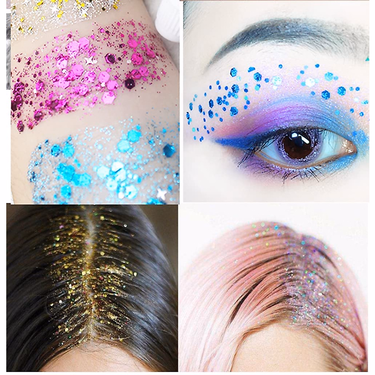 GL-Turelifes Body Glitter Gel, Easy to Apply&Remove 50ml Mermaid Sequins Chunky Glitter for Body Face Hair, Festival Glitter Halloween Costume Makeup Long Lasting Sparkling (Christmas Green)