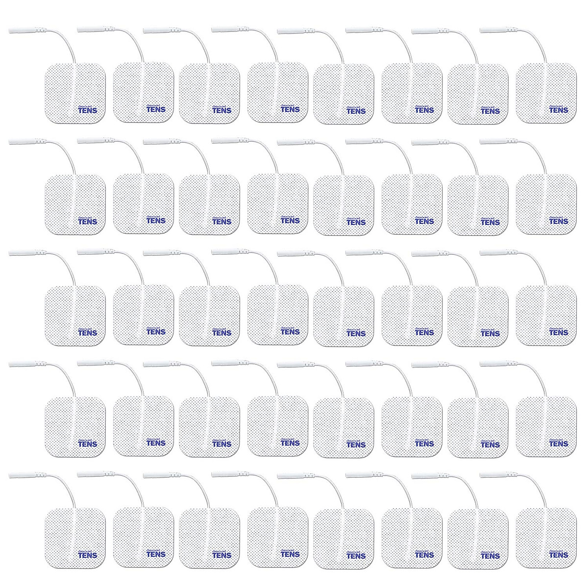 TENS Electrodes, Value Wired Replacement Pads for TENS Units, 40 TENS Unit Electrodes (2in x 2in, 40 Pack) Discount TENS Brand