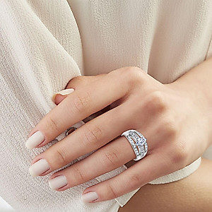 SHOP LC 925 Sterling Silver Engagement Rings Rhodium Plated Cubic Zirconia CZ Wedding Promise Rings for Her Wedding Band for Women Jewelry Ct 3.8 Size 10 Birthday Gifts for Women