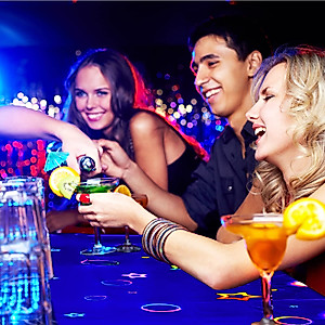 Tegeme 2 Pieces Glow Tablecloth 86 x 51 Inch Glow in The Dark Tablecloth Disposable Tablecloths for Glow Theme Neon Party Black Light Party Supplies