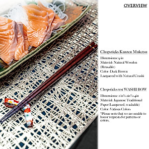 BASARAIDEE, Japanese Natural Wooden Reusable Chopsticks 9.1 Inches 2 Pairs with Holders Gift Set for Couple in Box Made in Japan Japanese gifts For Ramen noodles