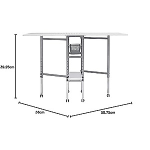 Sew Ready Foldable Hobby and Cutting Grid Table - 58.75" W x 36.5" D White Arts and Crafts Table with Grid Top and Silver Storage Drawers