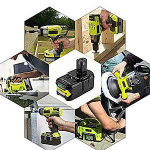 MANUFER 2Pack 6.5Ah 18V P108 Lithium-ion Battery Replacement for Ryobi 18v Lithium-ion Battery P108 P105 P102 P103 P107 P109 P104 Suit Replacement for Ryobi 18-Volt Battery