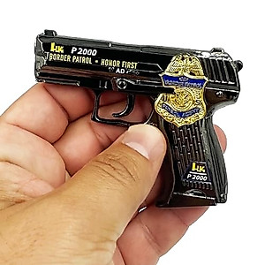 LEO Challenge Coins BL17-011 Border Patrol Agent CBP BPA HK P2000 Challenge Coin Police Honor First, Black, 3.25