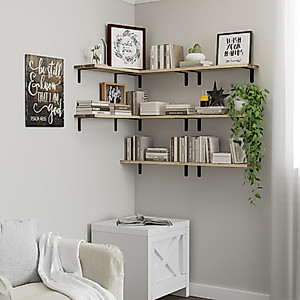 Floating Shelves, 8 Sets Wall Shelves, Wood Floating Shelves for Bedroom Wall Décor, Wall Mounted Floating Bathroom Shelf for Storage, Floating Book Shelf Living Room – Rustic Brown