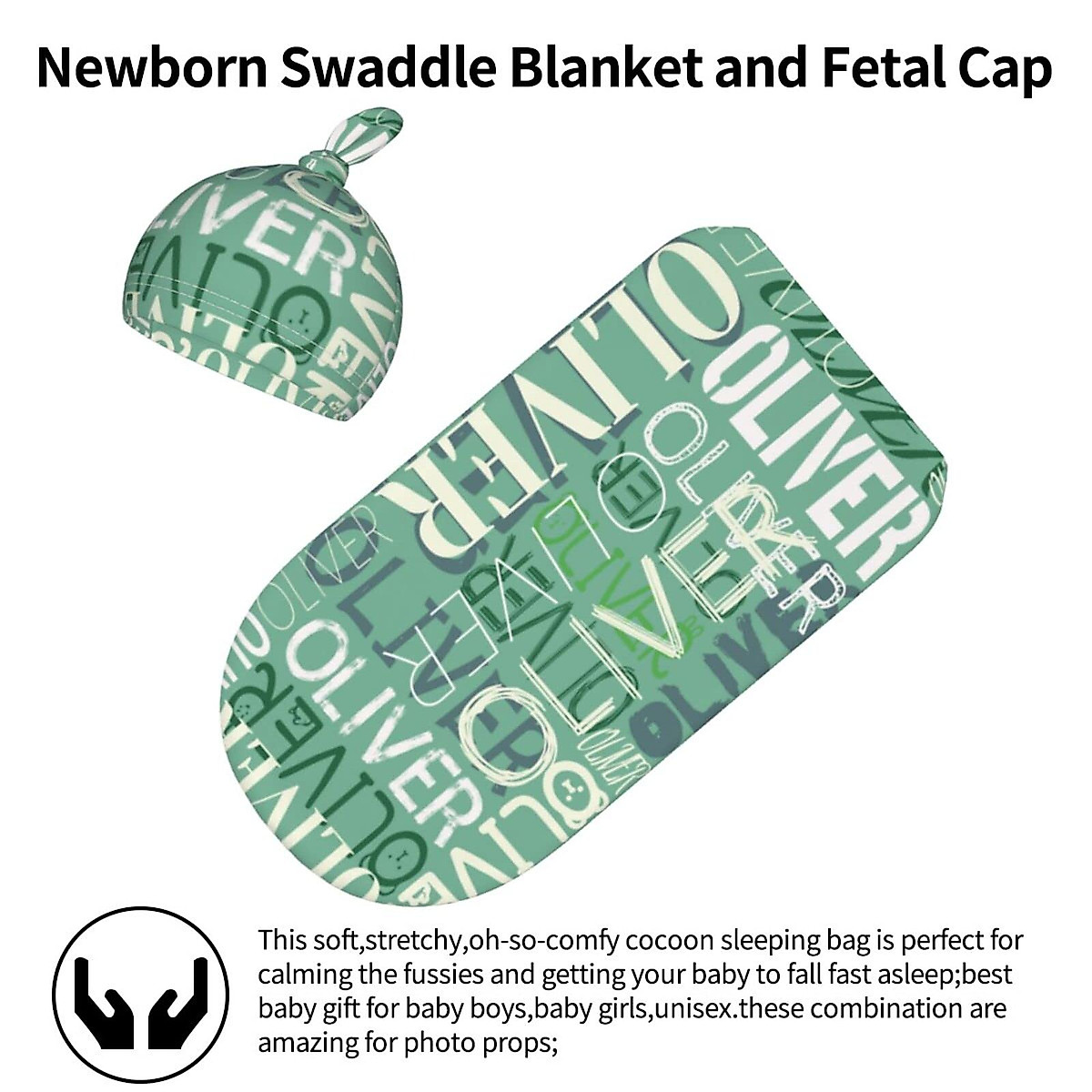 WTCWY Custom Baby Blankets for Girls Boys Personalized Baby Swaddle and Hat for Newborn Baby Girl Boy with Name Personalized Custom Baby Blankets Personalized Baby Items Girl Gifts